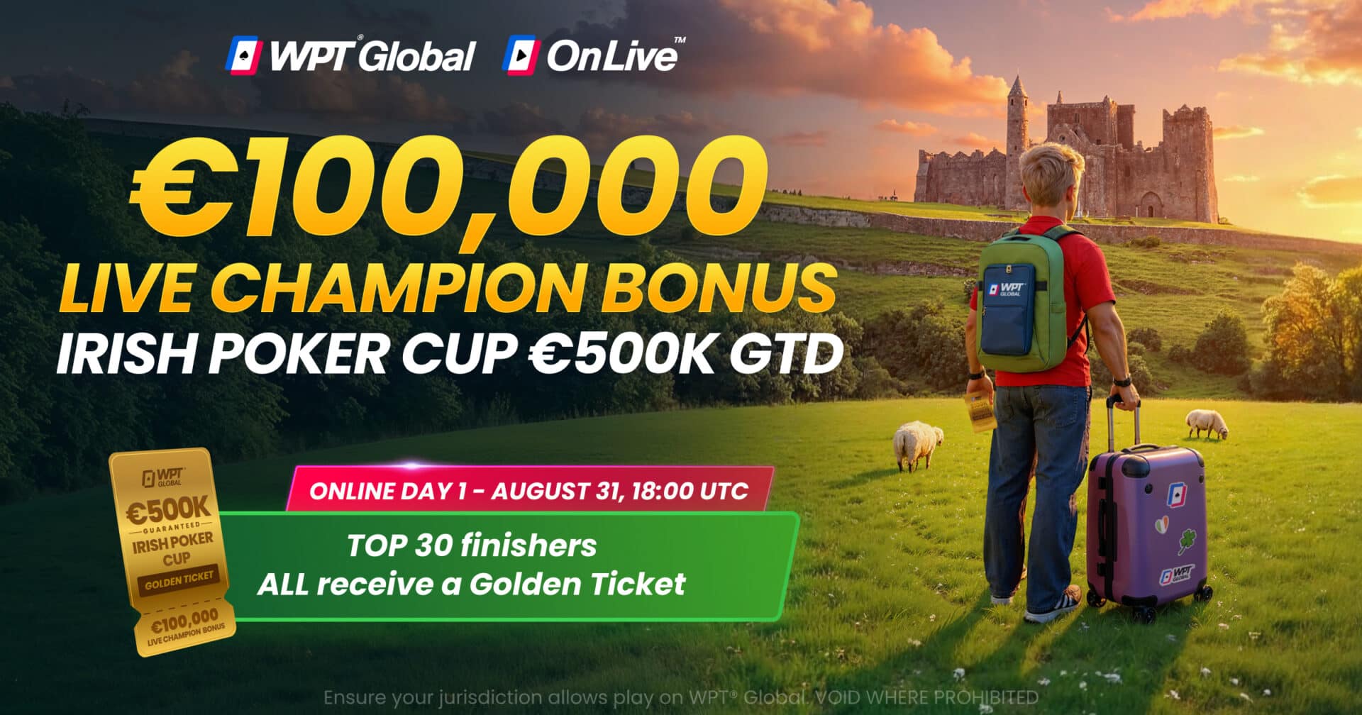 WPT GLOBAL Onlive on Aug 31st - The Road to Killarney Continues